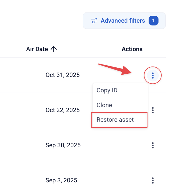 Restoring a Deleted Asset