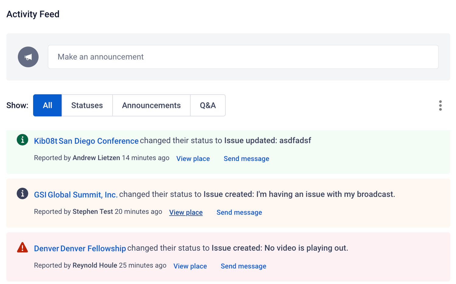 Places Dashboard